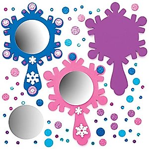 Baker Ross Snow Princess Mirror Kits, Arts and Crafts for Kids (Pack of 4), Assorted, (AT174)