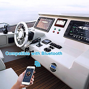 Herdio Marine Radio Package- IPX6 Receiver Compatible with Bluetooth, 1 Pair 4 Inch Marine Speakers, AM FM Antenna for Boat ATV UTV (Black)