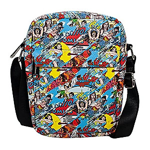 Buckle Down Dc Bag, Cross Body, Wonder Woman Comics Scenes Through The Years Stacked, Vegan Leather