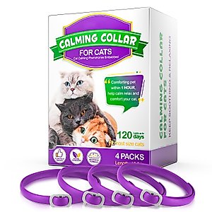FRDUGA Calming Collar for Cats, Cat Calming Collar, All New Calming Pheromone Collar for Cats, Cat Pheromone Collar, Cat Calming Collar for Anxiety, Efficient Relieve Anxiety and Stress(4 Pcs)