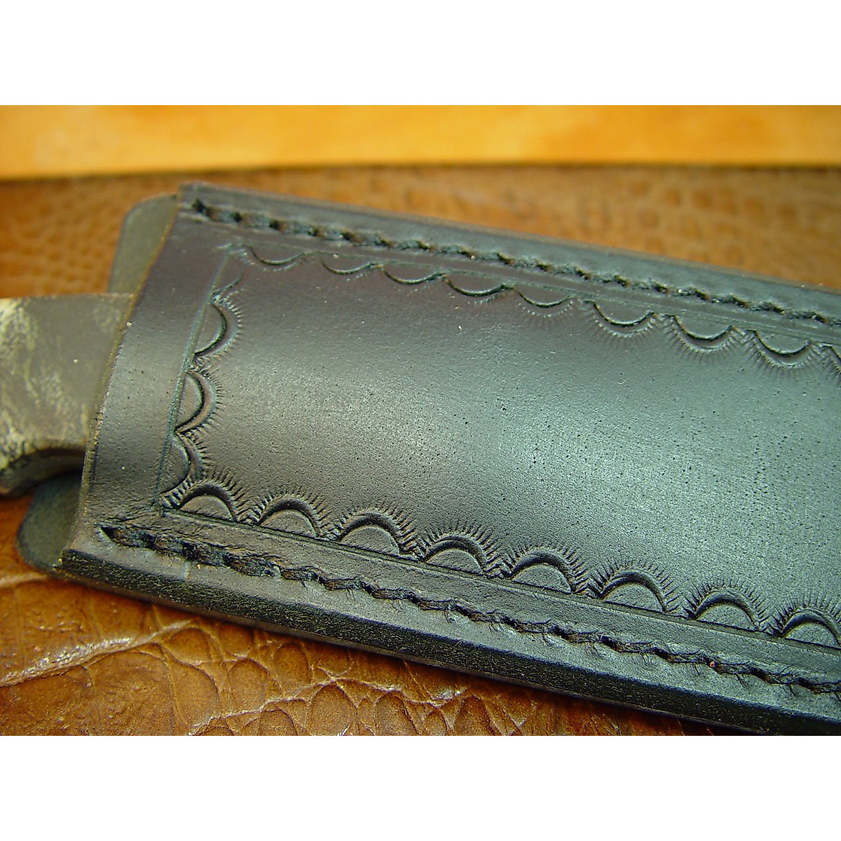 Pocket sheath for Fixed Blade Knife, 5" Knife Holster, Genuine Leather Knife Holder, Dyed Black