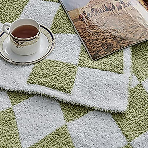 BRICHOEE Throw Blankets Checkered Reversible Microfiber Blankets, Super Soft Warm Cozy Fluffy Blankets for Couch Bed Sofa Camping Travel (Green, 51"x63")