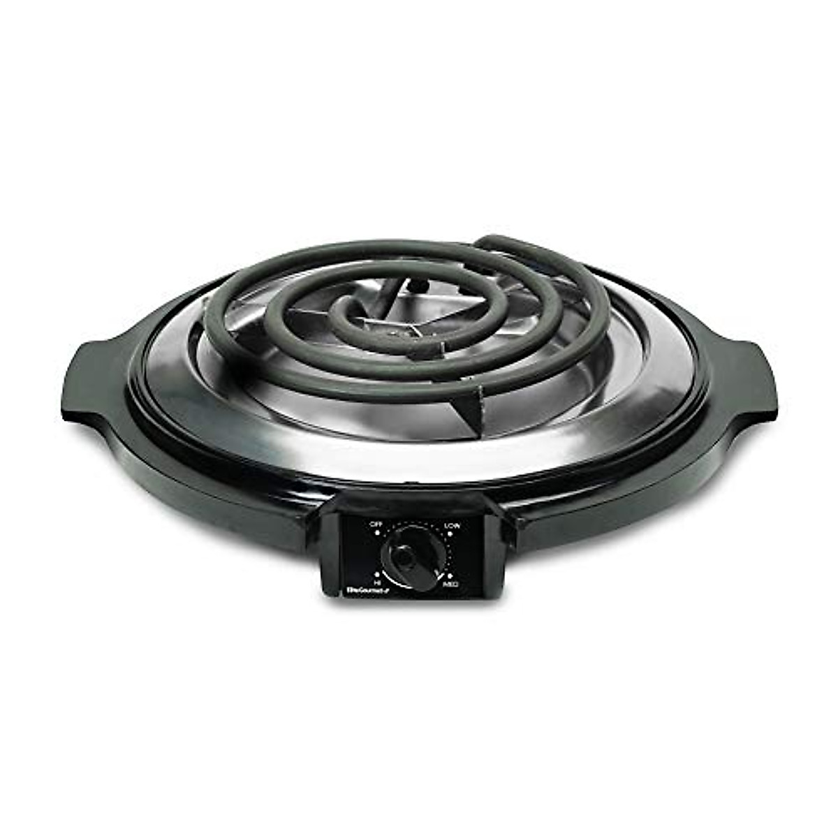 Elite Gourmet ESB-300X Single Countertop Coiled Burner, 1000 Watts Electric Hot Plate, Temperature Controls, Power Indicator Lights, Easy to Clean, Black