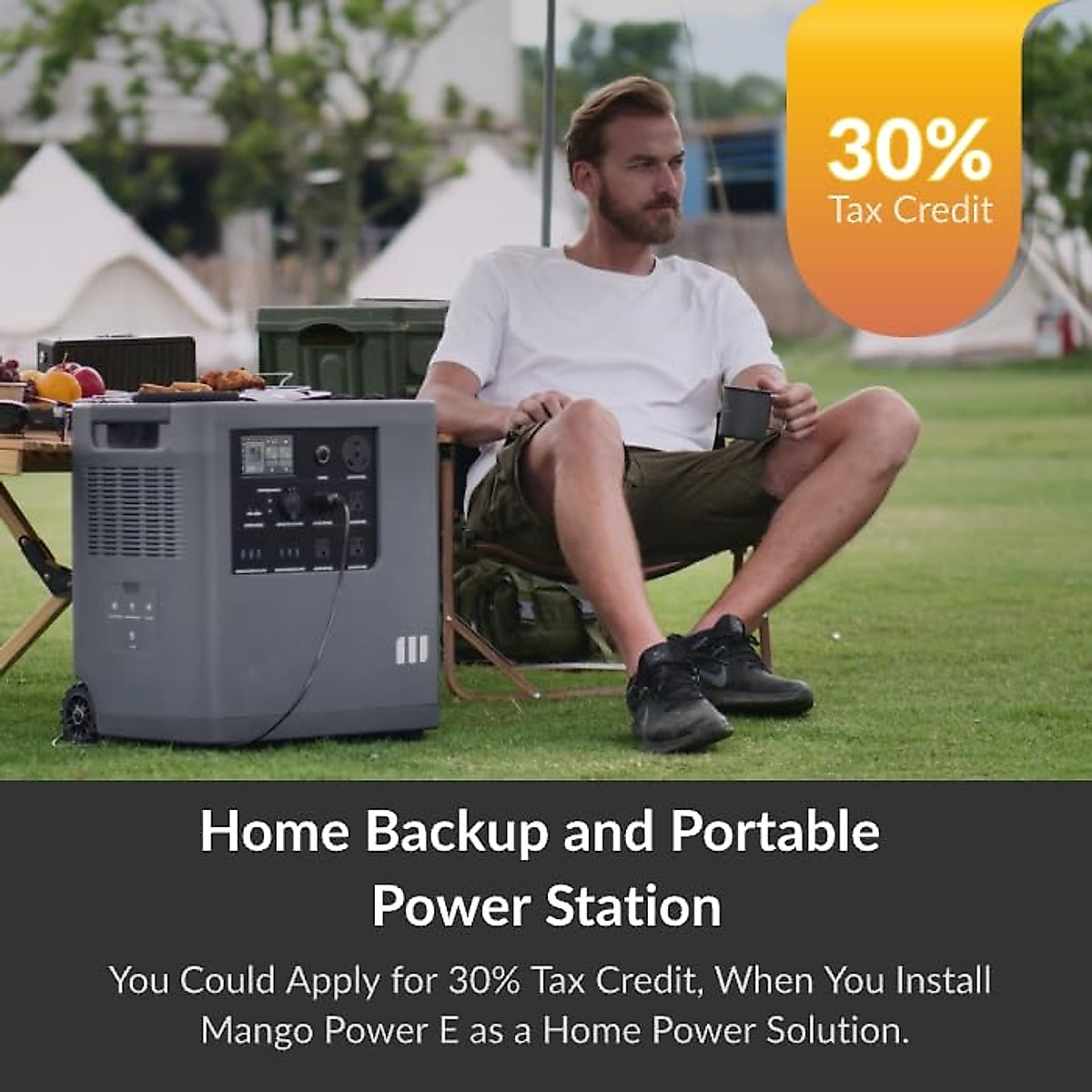 Mango Power E Home Backup & Portable Power Station, 3.5kWh Capacity & 3kW AC Output, CATL LFP Battery with 10-year Warranty, Fast Charging in 1.5 Hours, For Emergency/RV/Off-Grid, 30% IRS Tax Credit