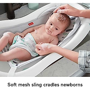 Fisher-Price Baby To Toddler Bath 4-In-1 Sling ‘N Seat Tub With Removable Infant Support And 2 Toys, Climbing Leaves [Amazon Exclusive]