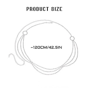 Funyrich Rhinestone Belly Chain Jewelry Silver Crystal Waist Body Chains for Women