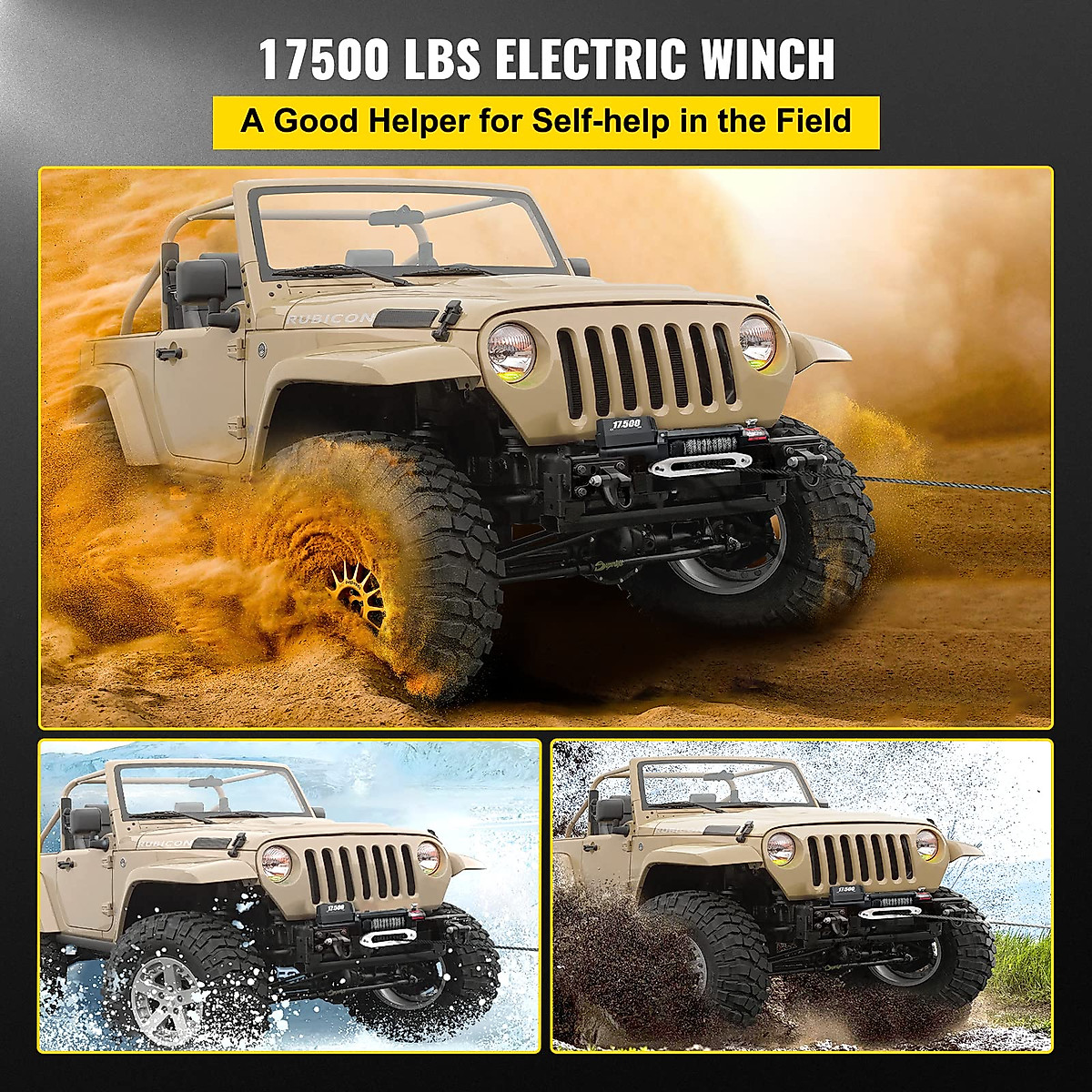 VEVOR 17500Ibs Truck Winch, Black