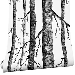 Yifely Black Tree Furniture Paper Peel & Stick PVC Shelf Drawer Liner Covering Old Dining Table Jewerly Boxes Xmas Gift 17.7 Inch by 9.8 Feet