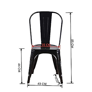 BubbleDragon Set of 4 Metal Outdoor Chairs for Indoor & Outdoor Dining Chair Patio Chairs Navi Kitchen Restaurant Stable Metal Chairs (Black)