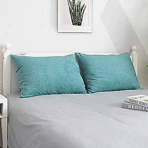 CaliTime Pack of 2 Cozy Standard Pillow Shams Cases for Bed Bedding Decoration Solid Dyed Soft Chenille 20 X 26 Inches Teal