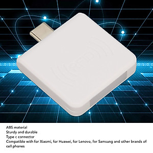 Square Card Reader, Credit Card Reader ID Mobile Phone Card Reader Type C Interface 125Khz Portable Smart Card Reader (White)