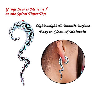 YOFANST 2pcs Glass Spiral Tapers Multi-Color Twist Spiral Plugs Piercing Gauges Blue Black 2G