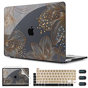 CISSOOK for MacBook Pro 13 inch Case 2023 2022-2020 Release Model A2338 M1 M2 A2289 A2251 with Touch Bar, Plastic Hard Shell Case & Keyboard Cover & Screen Protector for Pro 13, Gorgeous Gold Floral