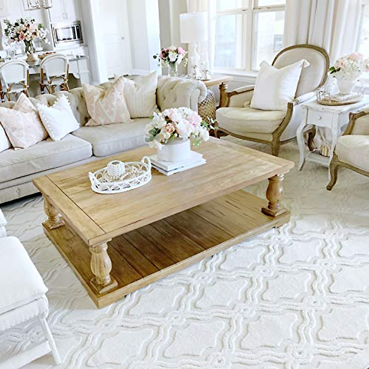 My Texas House by Orian Indoor/Outdoor Cotton Blossom Area Rug, 9' x 13', Natural