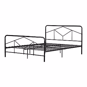 South Shore Sazena Geometric Metal Platform Bed -Full-Matte Black