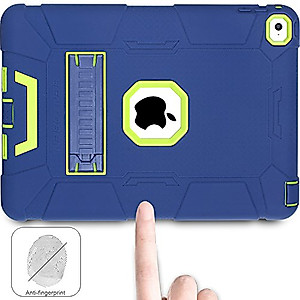 iPad Air 2 Case, BENTOBEN [Hybrid Shockproof Case] with Kickstand Rugged Triple-Layer Shock Resistant Drop Proof Case Cover for iPad Air 2 with Retina Display/iPad 6, Navy Blue/Green