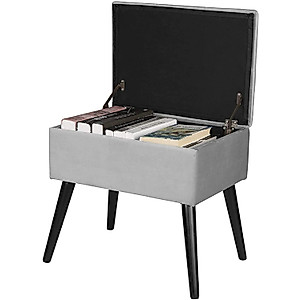 YHBM Storage Bench Chest Padded Footstool Linen Pouffe Chair Light Bed End Shoe Children Toy Box Stool Milking Stool Grey (Color : Dark Grey)