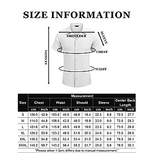 COOFANDY Mens Beach Shirt Short Sleeve Fashion Summer Beach Casual Shirts for Men Regular Fit White - L