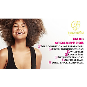 BEAUT'E SEOUL Hooded Hair Dryer Attachment and Black Seed & Argan Oil Spray Set - Soft Adjustable Large hooded bonnet & Keratin Hair Treatment Leave in Conditioner Spray 5oz