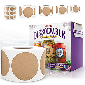 MESS Dissolvable Canning Labels for Jars – 200 Kraft Dissolvable Mason Jar Labels - Dissolvable Food Labels for Containers - Jam Homemade Canning Jar Labels Stickers - Removable Mason Jar Labels 1.5"