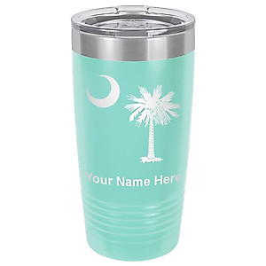LaserGram 20oz Vacuum Insulated Tumbler Mug, Flag of South Carolina, Personalized Engraving Included (Teal)