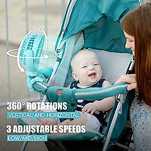 Portable Stroller Fan, Use As Power Bank, 65H 12000mAh Battery Operated Fan Flexible Tripod Baby Car Seat Fan, Personal Mini Handheld/Desk/Small Clip On Fans For Stroller, Carseat, Beach, Bed, Camping