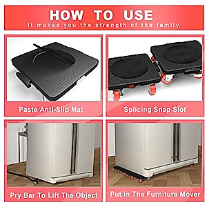 ZFULVO Furniture Dolly,Furniture Movers with 5 Wheels,360°Rotation Can be Spliced Wheels Furniture Mover Dolly,Maximum Load 1600KG,Flexible Mobility Furniture Lifter for Easy Moving Large Furniture.