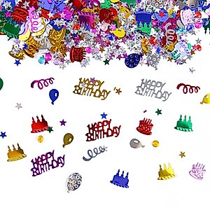 2 Packages Happy Birthday Confetti, Multi-color Birthday Confetti Metallic Foil Balloon Confetti, Birthday Table Decorations for Birthday Party, Baby Shower,DIY Arts and Crafting