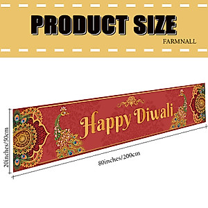 Diwali Peacock Decorations Outdoor Happy Diwali Banner for Fence Deepawali Indian Festival of Lights Decorations and Supplies for Home