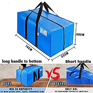 Roman Best Heavy Duty Extra Large Moving Bags 8 set With Backpack Straps Strong Handles and Zippers - Storage Totes For Space Saving - Ideal Alternative to Moving Box - Recycled Material ( Blue - Set of 8 )