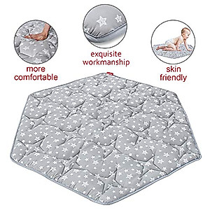 Hexagon Playpen Mat, Baby Playmat Fits Regalo Portable Play Yard 48 Inch and hiccapop 53" PlayPod Playpen, 6 Panel Playpen Mattress Non Slip Kids Tent Mat Hexagon Pad Mat