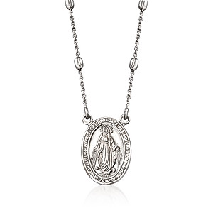 Ross-Simons Italian Sterling Silver Miraculous Medal Bead Station Necklace. 20 inches