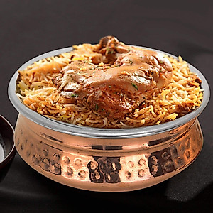 Zap Impex Copper Tableware Serving Bowl Indian Serveware Handi Set Tureen Copper Stainless Steel Serving Dishes (13 cm) set of 4