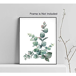KAIRNE Eucalyptus Leaf Canvas wall Art Painting Set of 4 Unframed(8x10 Inch) Tropical Plant Decor Leaves pink flower art print Botanical Wall decor for living room home wall decoration