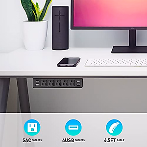 Under Desk Power Strip 4 AC 4 USB-A & 5 AC 4 USB-A