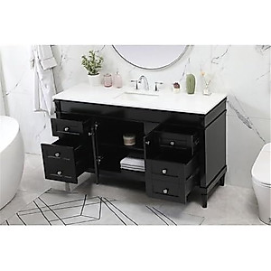 Elegant Decor Indoor Modern Under Sink Bathroom Fixtures Storage Organizer Cabinet 60 inch Single Bathroom Vanity - Black