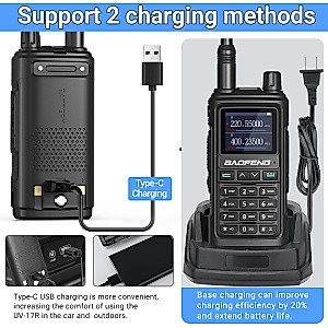 BAOFENG UV-17R Ham Radio Long Range Two Way Radio Upgrade of baofeng UV-5R Dual Band USB Charger 999 Channels Hands Free VOX Walkie Talkies for Adults with 771 Antenna Earpiec Flashlight Battery