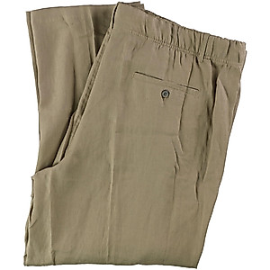 Tasso Elba Mens Linen Drawstring Casual Trouser Pants, Brown, Big 2X
