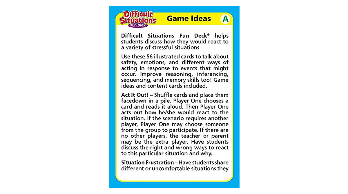 Difficult Situations Fun Deck for Children's Social Skills & Safety