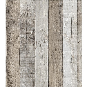 LXCREAT Natural Wood Contact Paper, Peel and Stick Wallpaper 17.7"x120", Self Adhesive and Removable Vintage Faux Wood Shiplap Wall Paper for Shelf Kitchen Counter Home Walls Decoration