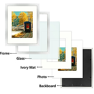 Golden State Art, 11x14 Picture Frame, Poster Frame in Silver, Display 8x10 with Mat or 11x14 without Mat, 2 Pack