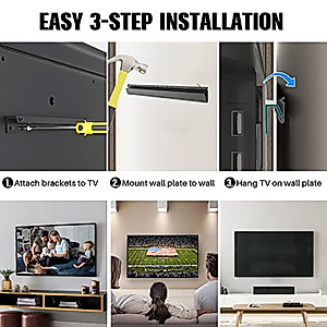 AENTGIU Studless TV Wall Mount, Heavy Duty Drywall TV Bracket Hanger for 32-75 inch Flat Screen TVs, No Stud, No Drill, No Anchors, Easy Install with All Hardware