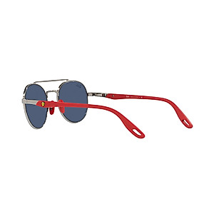 Ray-Ban RB3696M Scuderia Ferrari Collection Round Sunglasses, Gunmetal/Dark Blue, 51 mm
