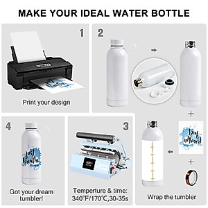 PlanetFlame 12 Pack 17 oz Sublimation Tumblers Bulk, Double-wall Insulated Stainless Steel Water Bottle Sublimation with Silicone Ring for Office,Gym,Travel, White