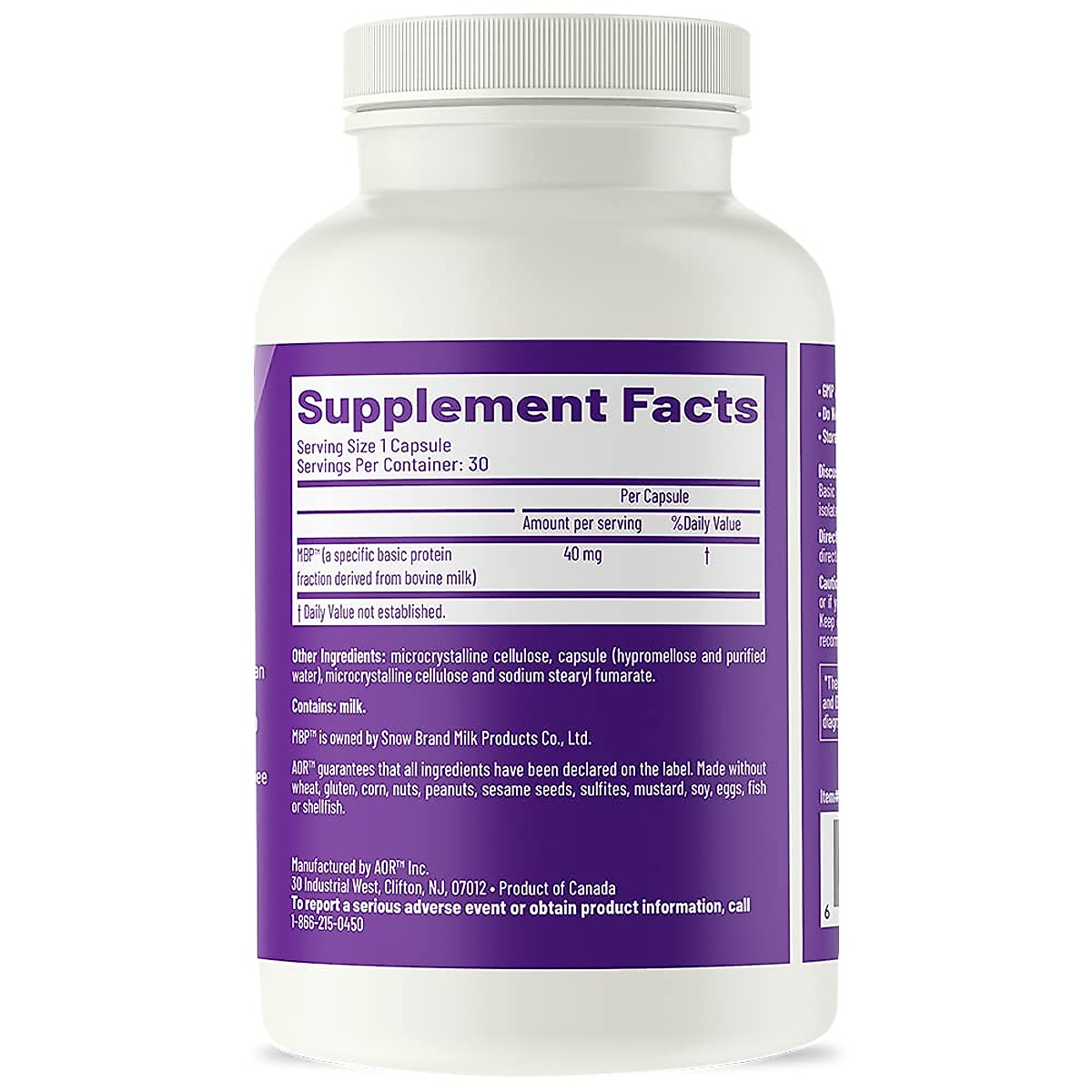 AOR, Advanced Bone Protection, Natural Supplement to Promote healthy bone remodeling with MBP, Gluten Free, 30 Capsules (30 Servings)