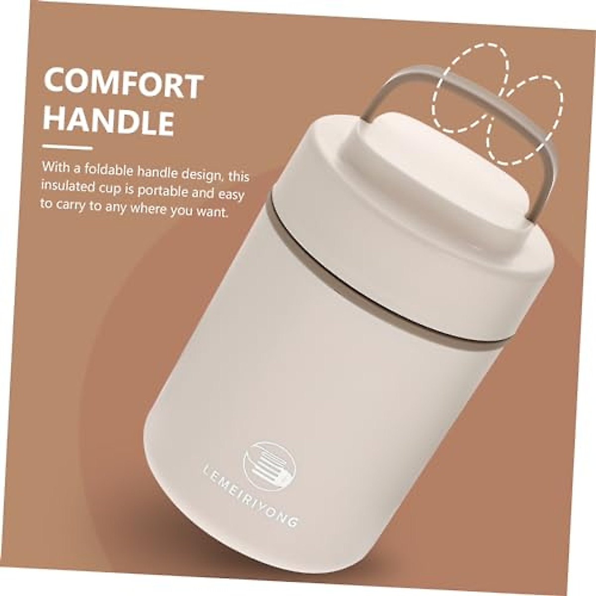 LIFKOME Sulated Soup Cup Handle Soup Mugs Lids Stainless Mug for Soup Microwave Soup Mug Lid Cereal to Go Bowl