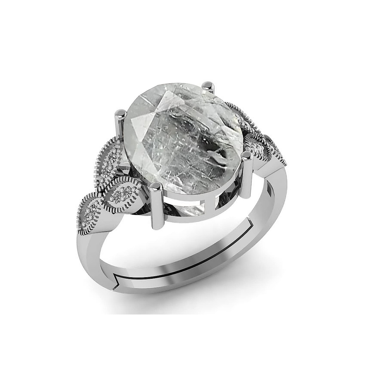 LMDPRAJAPATIS 8.25 Carat White Sapphire Stone Silver Plated Adjustable Ring For Men And Women