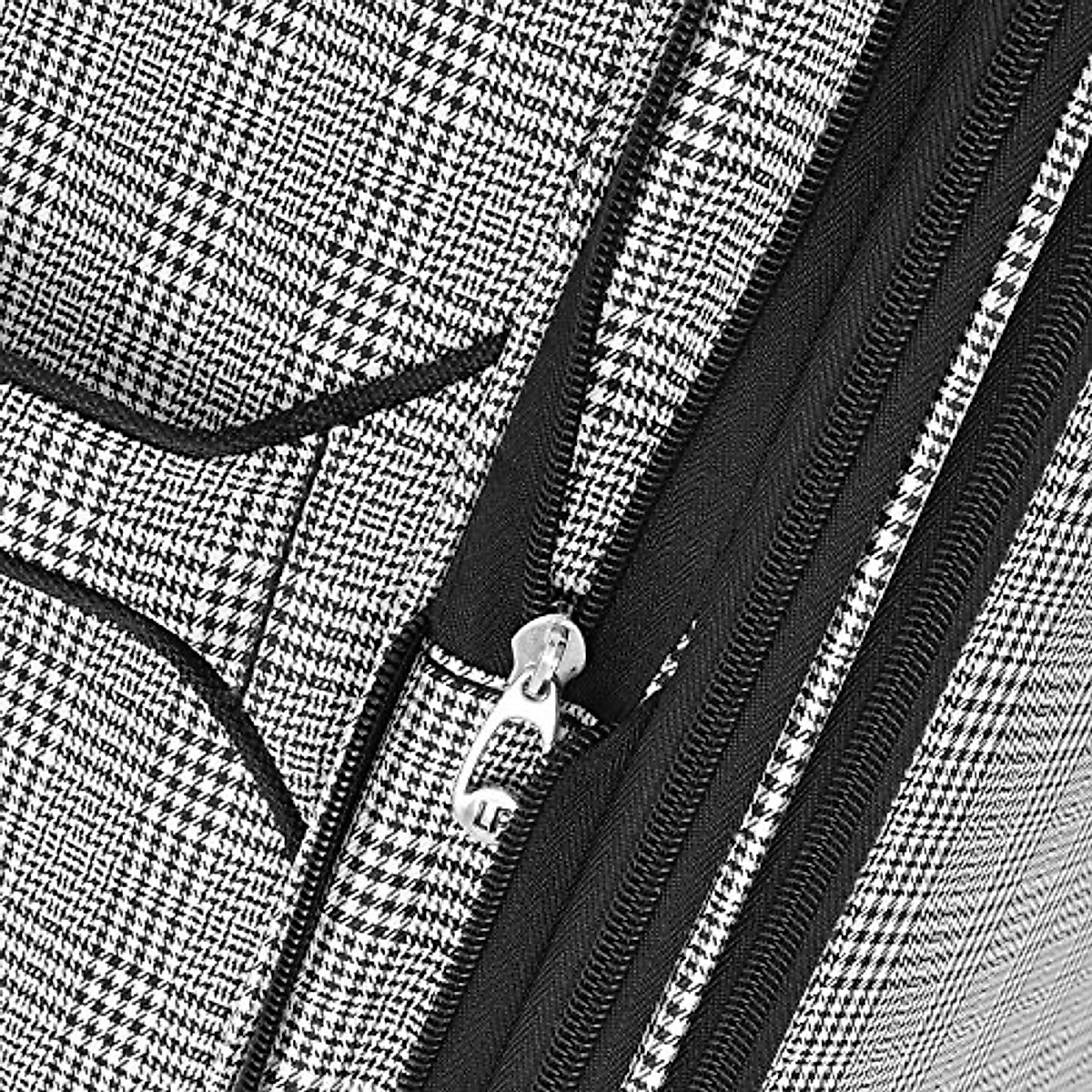 LONDON FOG Softside Spinner Luggage,Telescoping Handles, Black Menswear Plaid, Carry-On 20-Inch