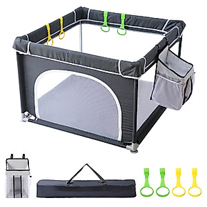Baby Playpen, HBM Small Playpen for Babies Toddlers, Baby Fence Play Area Indoor & Outdoor Infant Safety Activity Center,Sturdy Play Yard with Anti-Slip Suckers