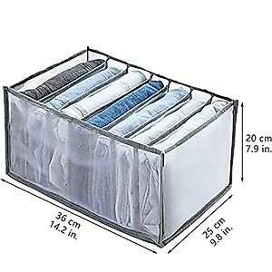 Vertrauen 3PCS Clothes Organizer, Foldable Closet Organizer, 7 Grids Drawer Dividers Storage Basket for T Shirt, Pants, Underwear, Panties, Socks